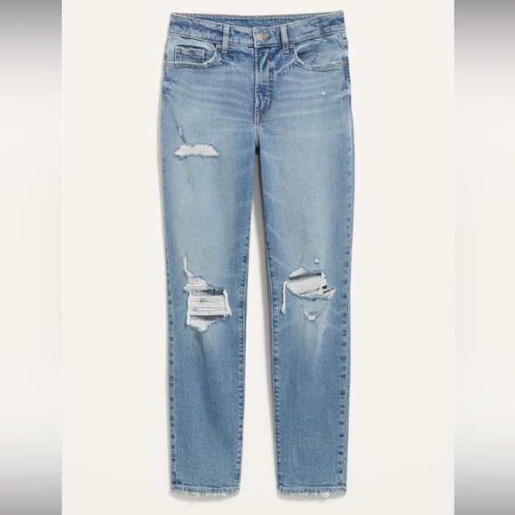 Old Navy | Jeans | Highwaisted Og Straight Ripped Jeans Distressed And ...